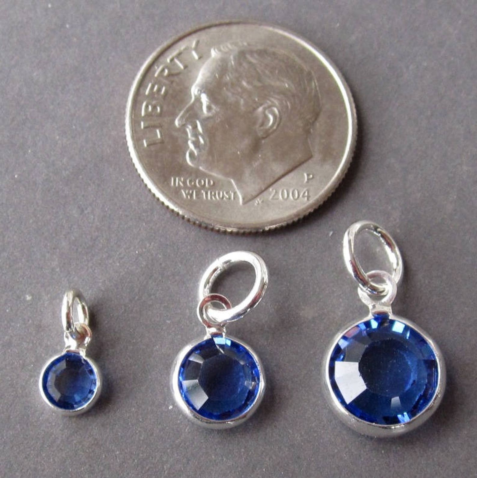 Birthstone Charm 8mm Large Crystal Silver Channel Earrings - Etsy