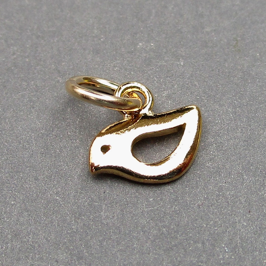 Tiny Gold Bird Charm for Bracelets, Earrings and Necklaces, Bird ...