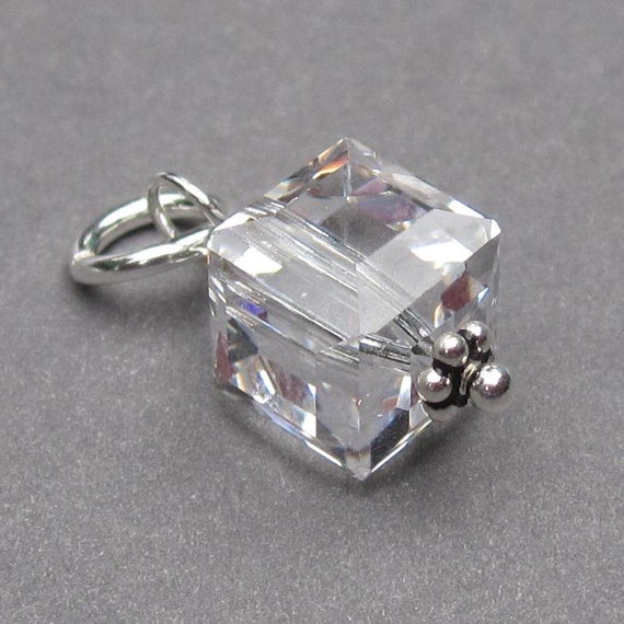 Clear Crystal 8mm Cube Charm for Bracelet Crystal Necklace | Etsy