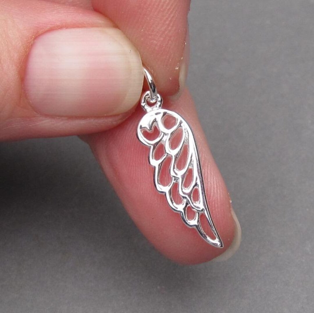 Angel Wing Sterling Silver Necklace Charm, Sterling Silver Necklace ...