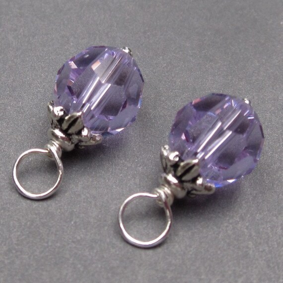 Crystal Violet Purple Sterling Silver Charms Bead Dangles | Etsy