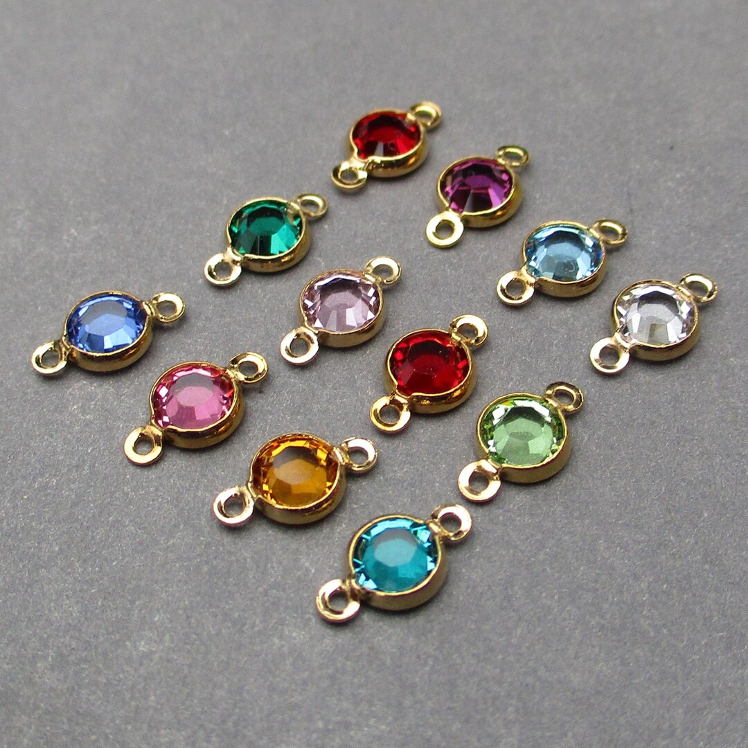 Tiny Gold 4mm Crystal Birthstone Channel Connector, Permanent Jewelry ...