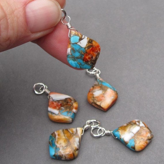 Oyster Turquoise and Copper Composite Necklace Pendant | Etsy