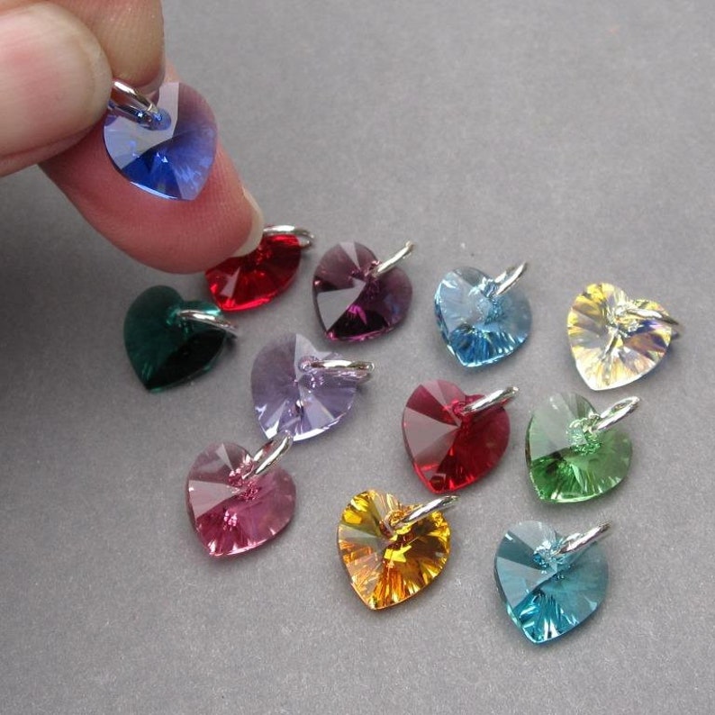 Crystal Heart Birthstone Charm Bracelet Charm Gift for Her - Etsy
