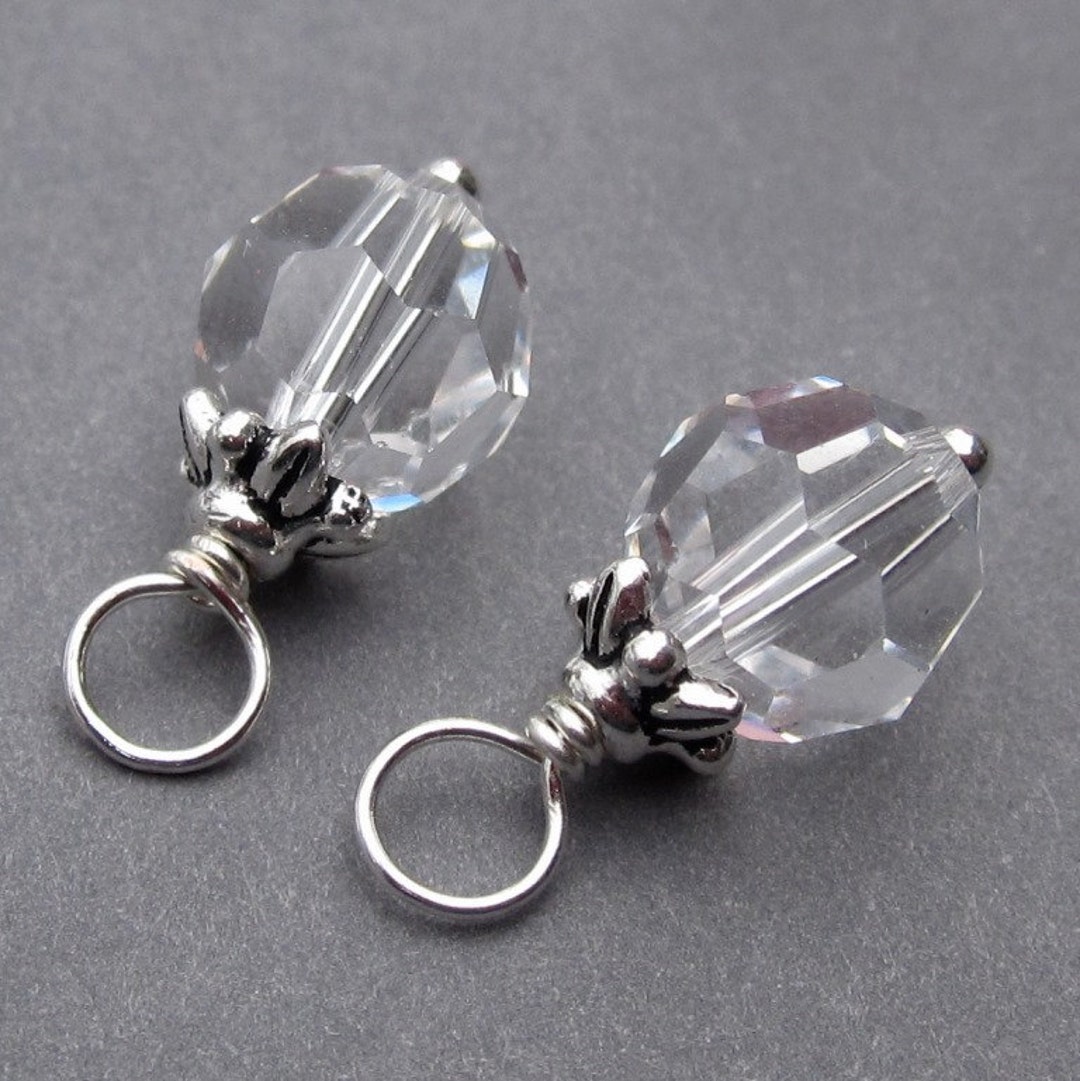 April Crystal Birthstone Charm Pairs for Hoop Earrings, Bracelets and ...
