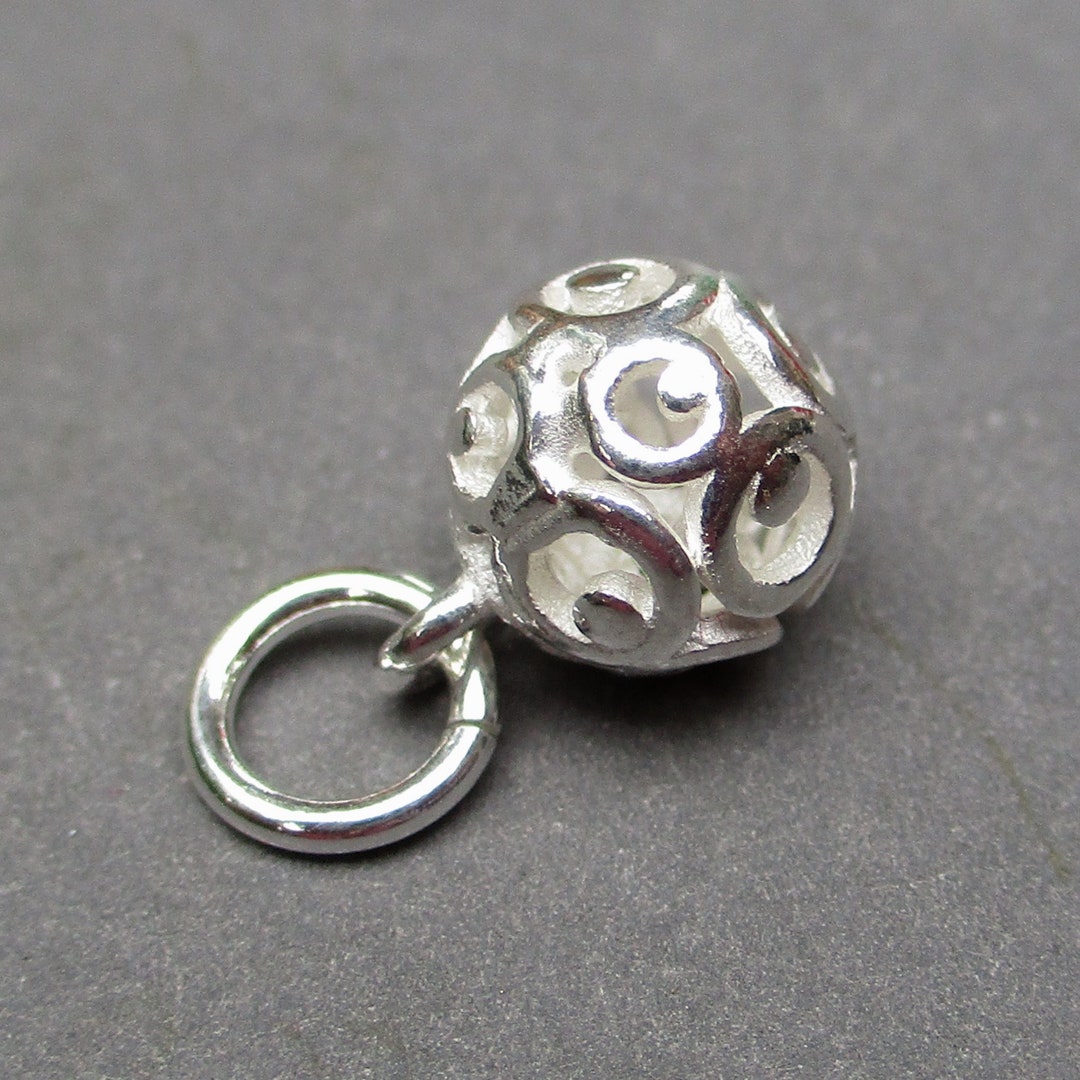 Sterling Silver Star Scroll Ball Charm for Necklaces and Bracelets and ...