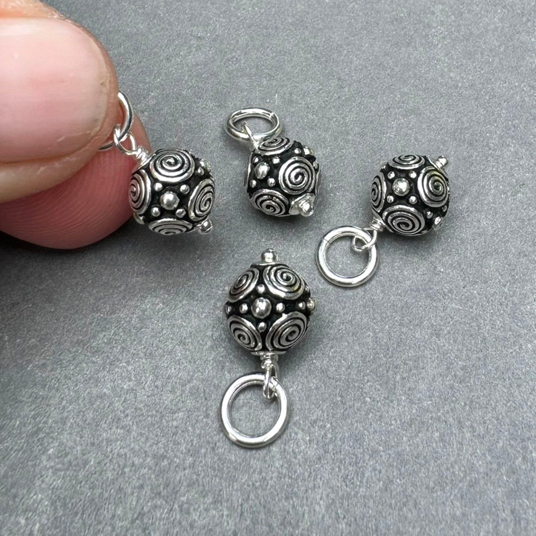 Sterling Silver Bali Bead Dangle Charms for Necklace, Earrings and ...