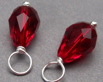 Siam Red Crystal Birthstone Charm Sterling Silver July - Etsy