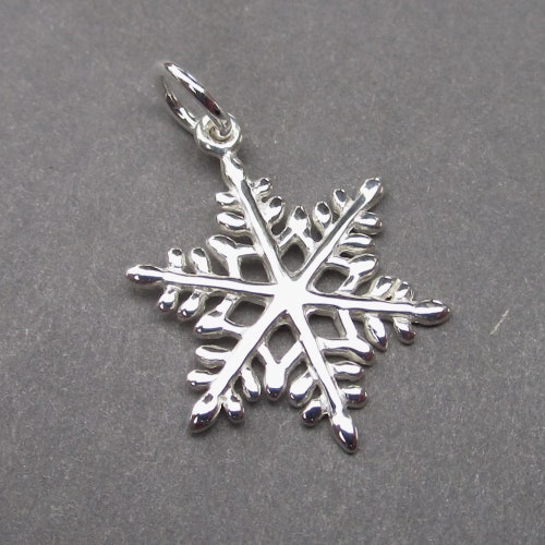Sterling Silver Snowflake With Rhinestones Necklace Charm - Etsy
