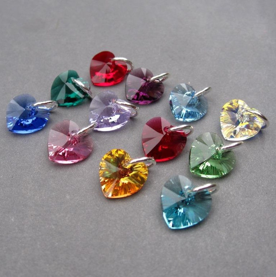 Crystal Heart Birthstone Charm, Bracelet Charm, Gift for Her, Valentine ...