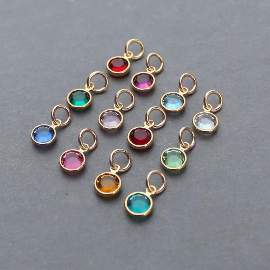 Gold Crystal Birthstone Charms, Personalized Jewelry, 6mm Channel ...