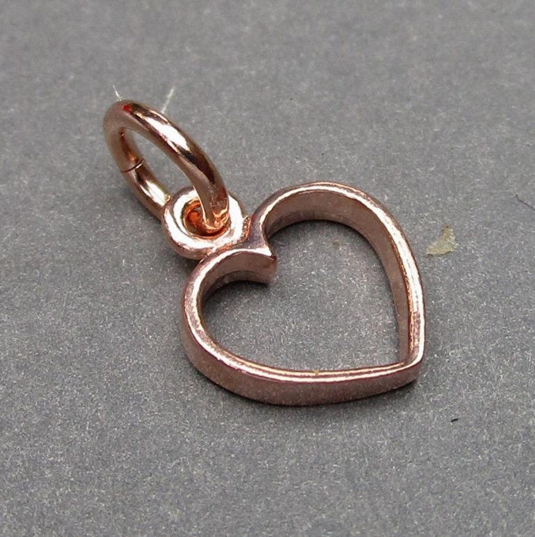Rose Gold Heart Charm, Valentine's Day Gift for Her, Heart Pendant ...