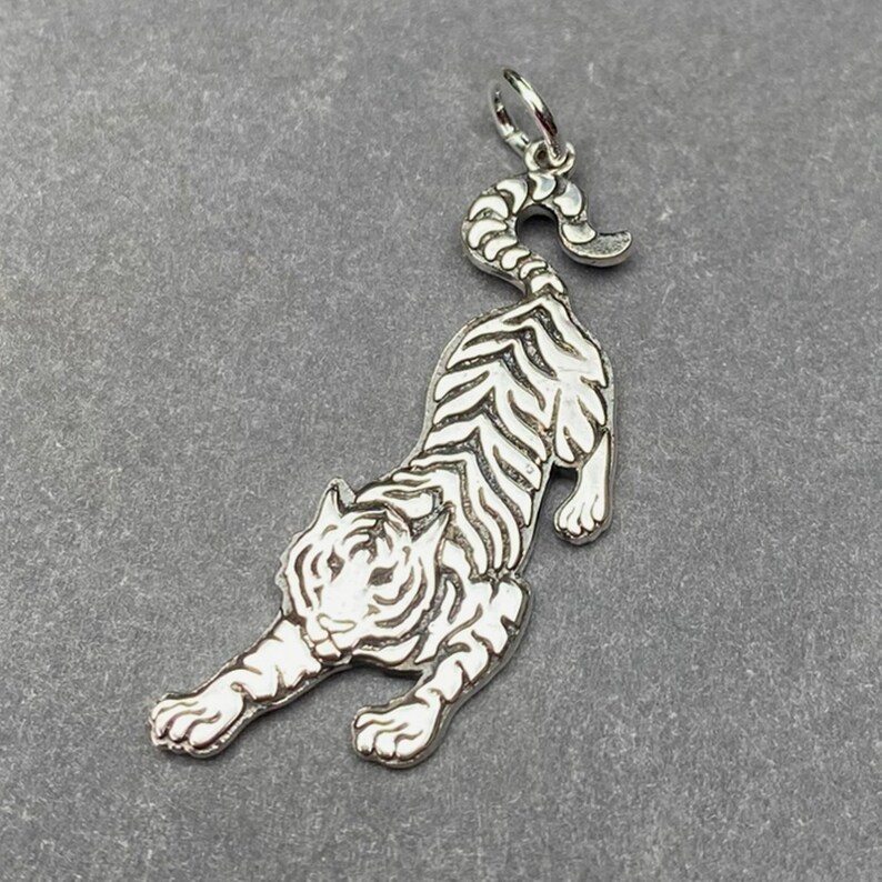 Large Tiger Sterling Silver Necklace Charm Pendant Necklace Pendant - Etsy