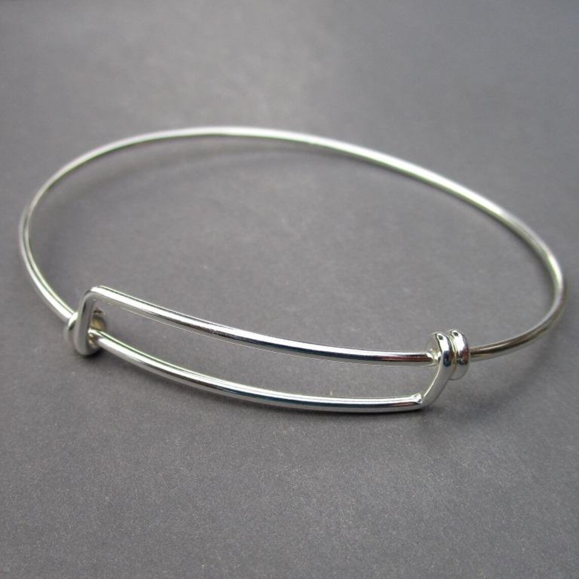 Sterling Silver Adjustable Charm Bangle Bracelet Birthstone - Etsy