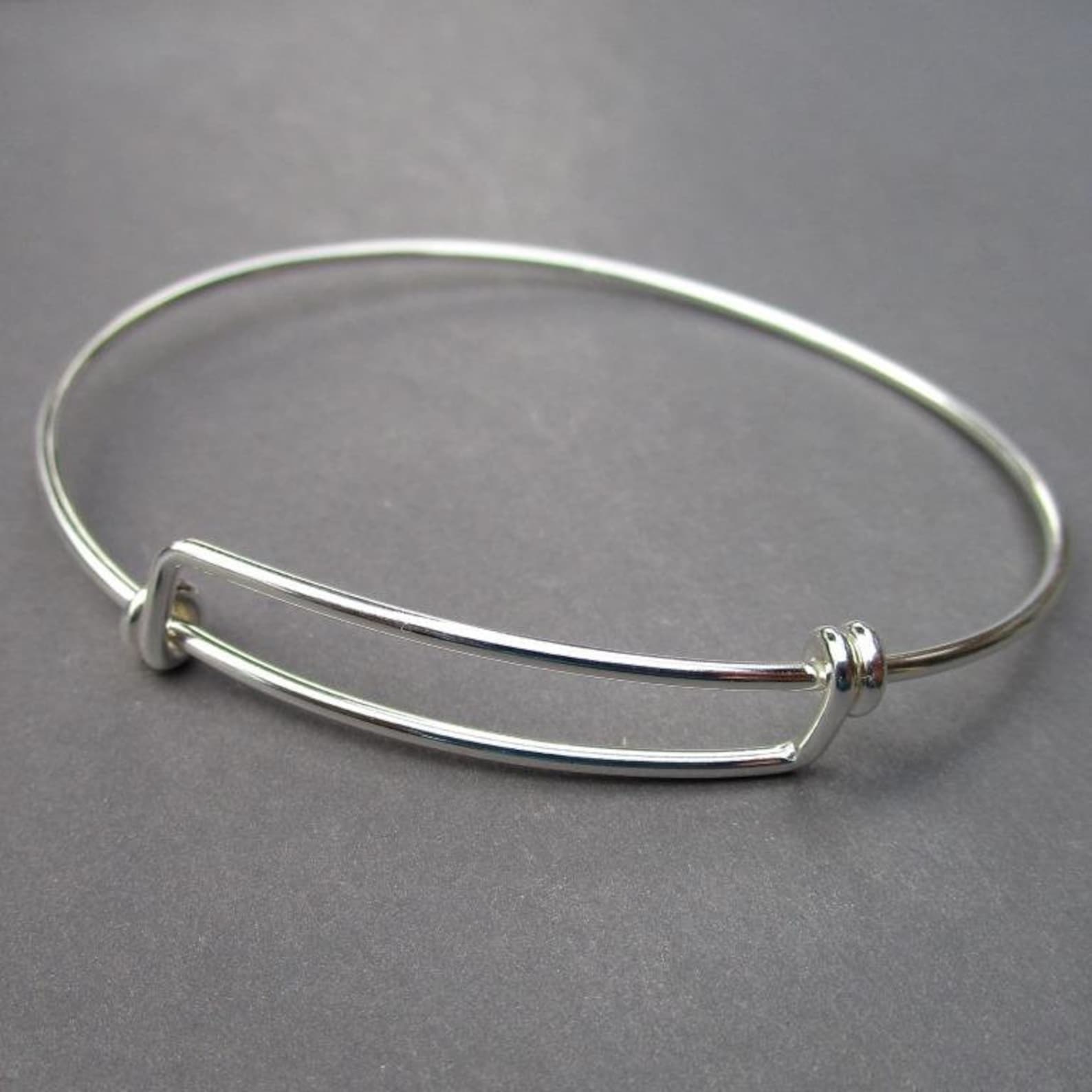 Sterling Silver Adjustable Charm Bangle Bracelet Birthstone - Etsy