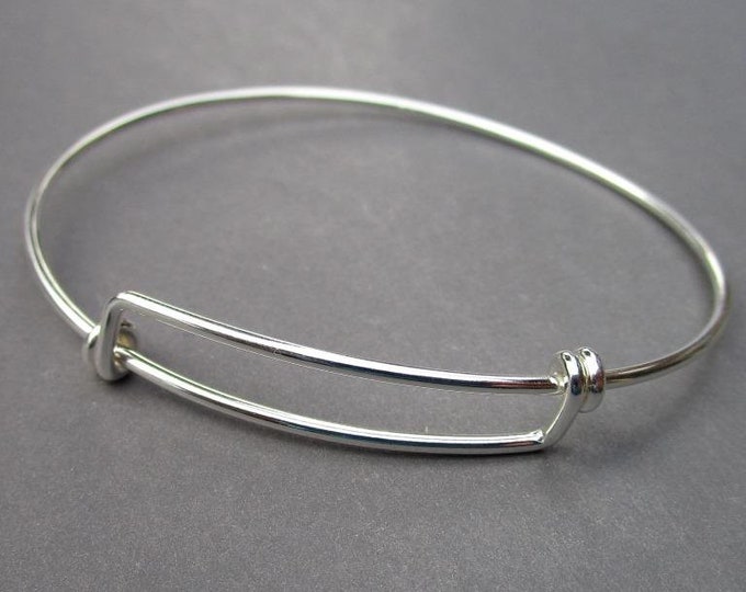Sterling Silver Adjustable Charm Bangle Bracelet Birthstone - Etsy