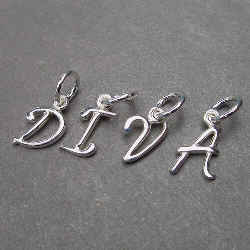 Sterling Silver Initial Letter Heart Charm Personalized - Etsy