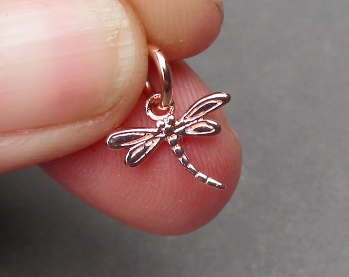 Petite Rose Gold Dragonfly Charm, Dragonfly Bracelet Charm, Dragon Fly ...