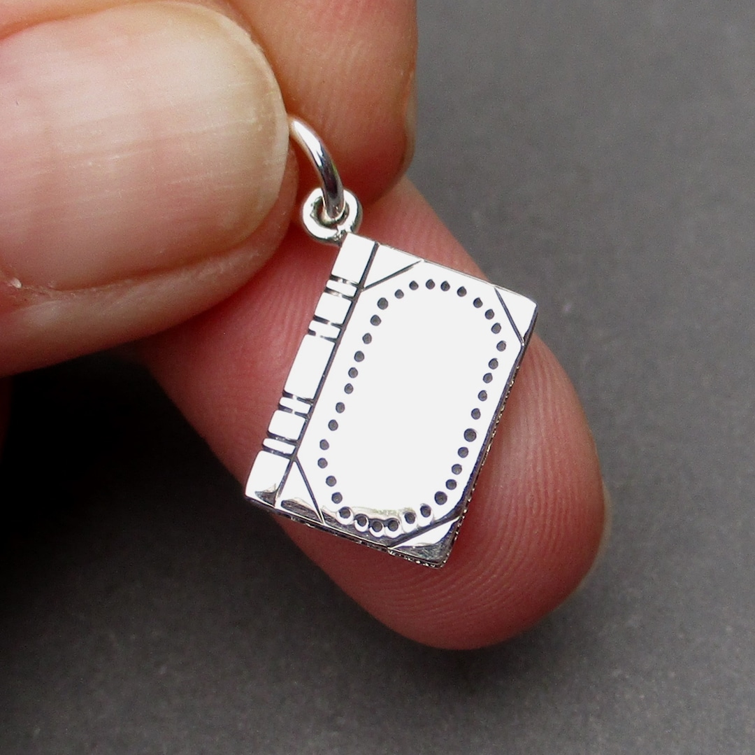 Sterling Silver 3-D Book Necklace Charm, Book Lover Teacher ...