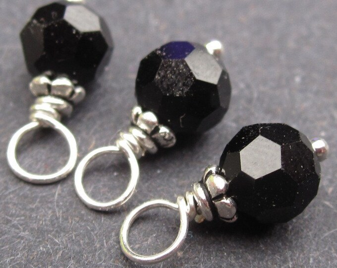 Black Crystal Charms, Bead Dangle Drops, Interchangeable Hoop Earring ...
