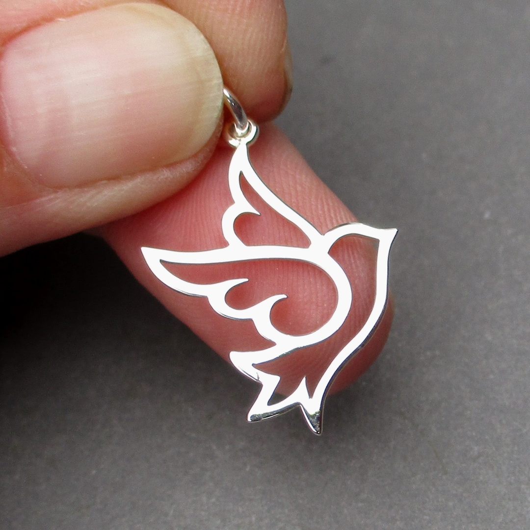 Large Sterling Silver Bird Necklace and Bracelet Charm, Peace Dove ...