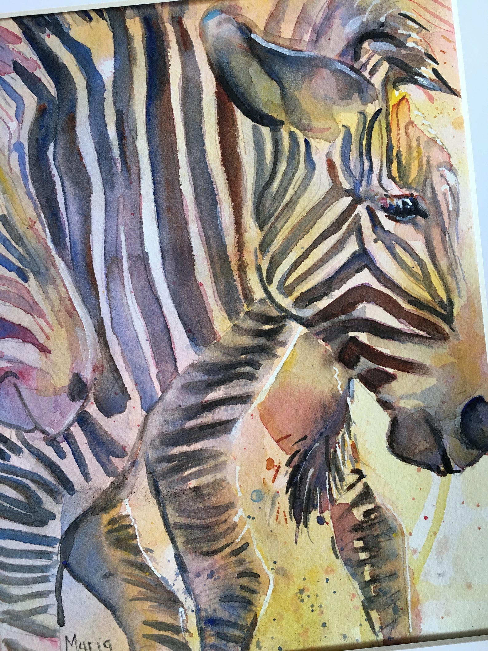 Zebra Wildlife Zoo Watercolor Painting, Painted in Pastel Colors, Heads ...