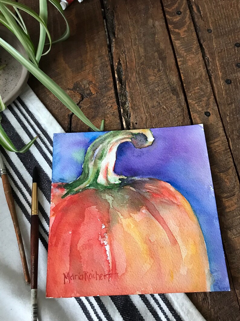 Pumpkin Fall Art Watercolor Painting - Etsy