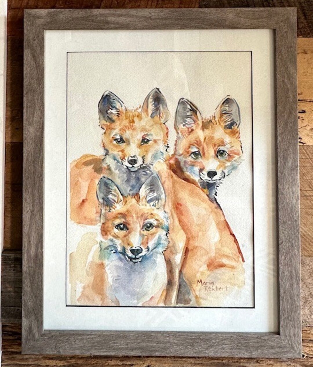 Fox Watercolor Painting, Three Fox Kits Painted on Archival Watercolor ...