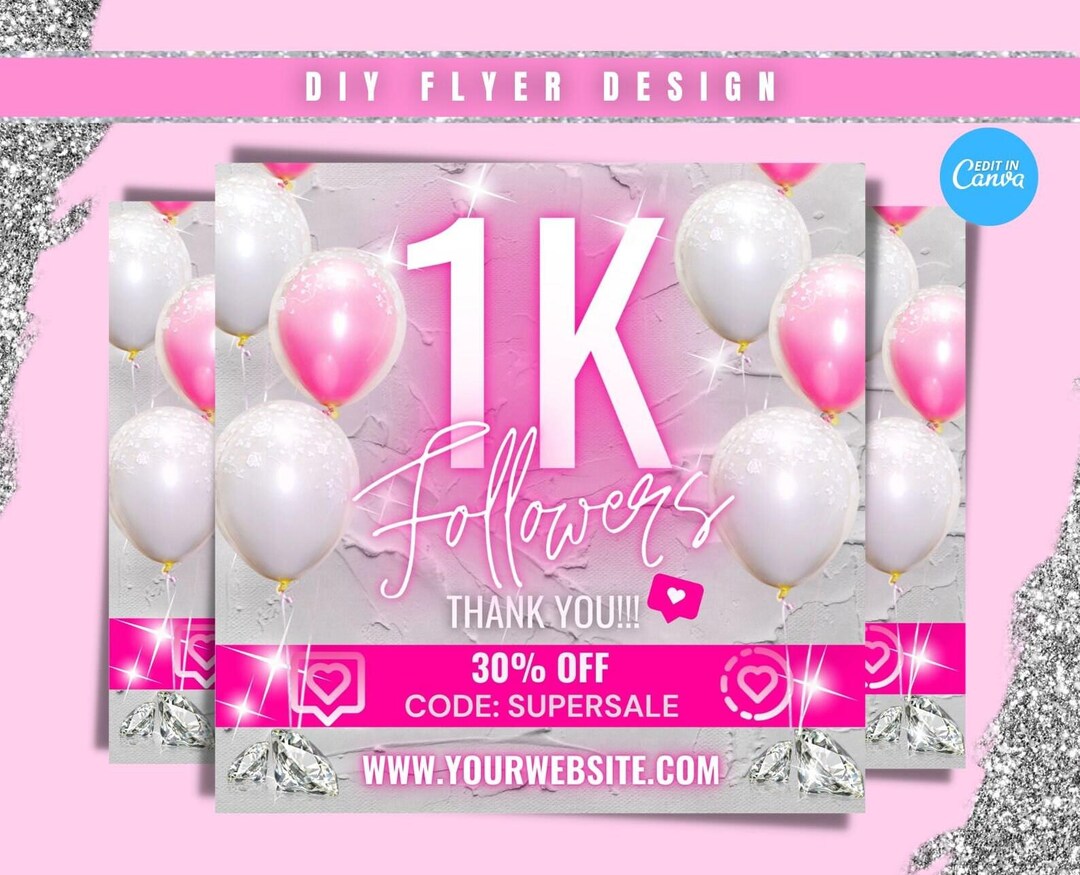 DIY Social Media Follower Flyer, Canva Template (PDF) - Etsy