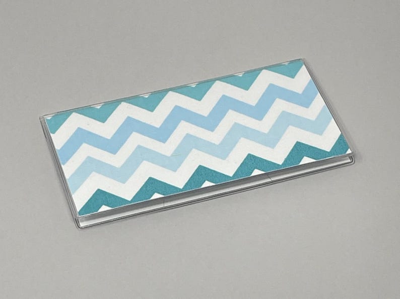 Checkbook Cover Blue Chevron - Etsy