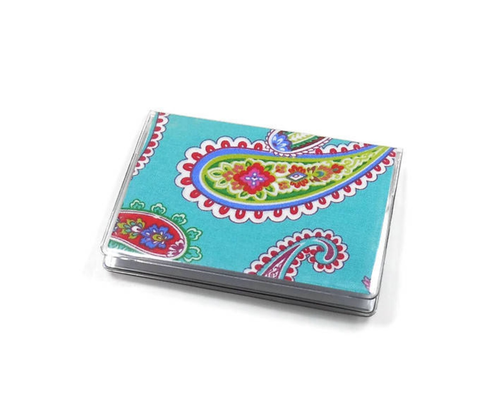 Card Case Mini Wallet Punch of Paisley Teal - Etsy