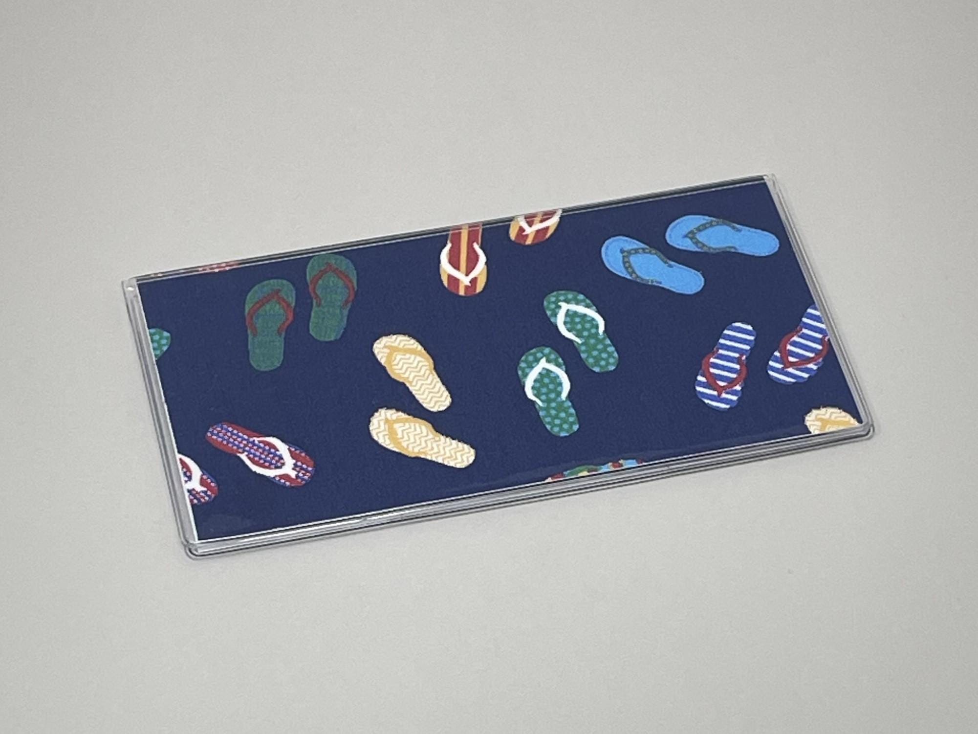 Checkbook Cover Flip Flops on Navy Blue - Etsy