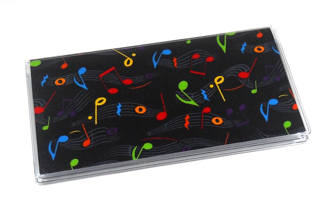 Checkbook Cover Neon Music Notes - Etsy