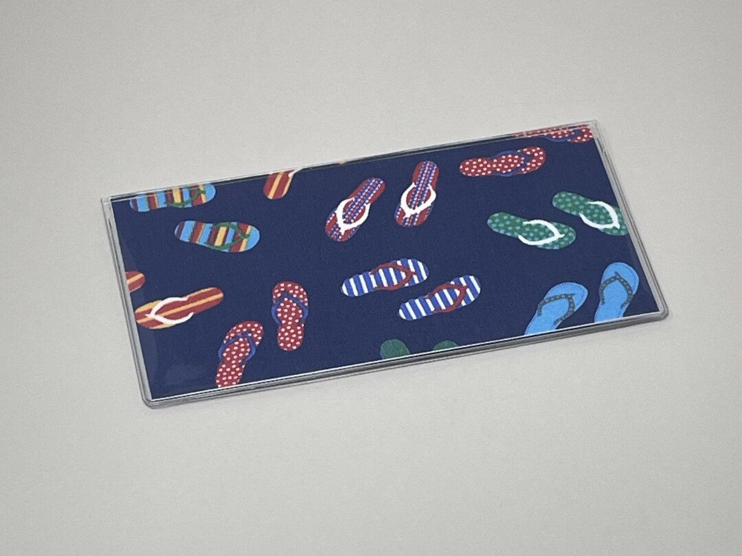 Checkbook Cover Flip Flops on Navy Blue - Etsy