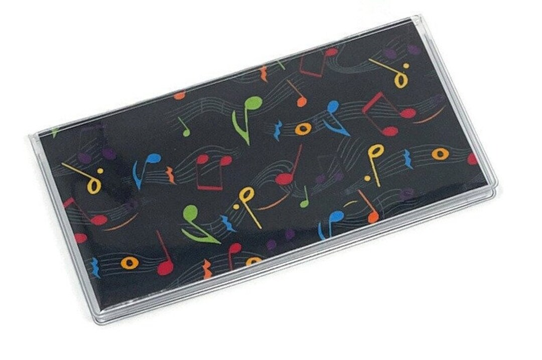 Checkbook Cover Neon Music Notes - Etsy