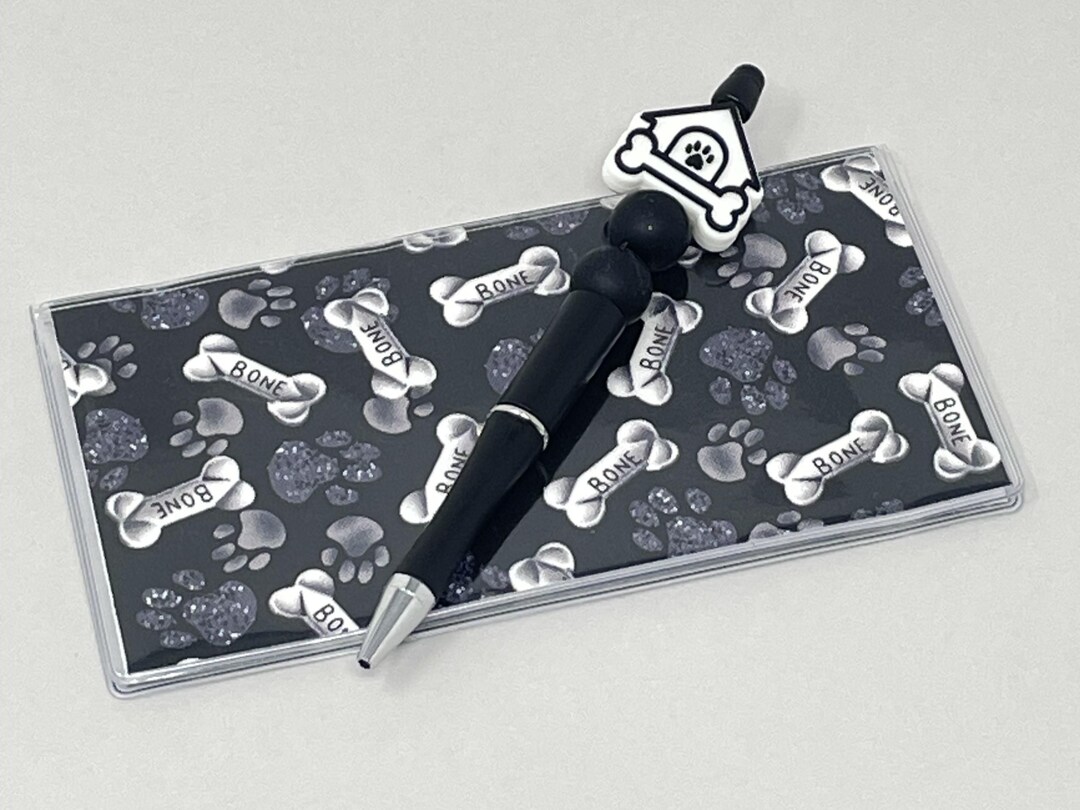 Checkbook Cover & Beaded Pen Set Dog Bones - Etsy