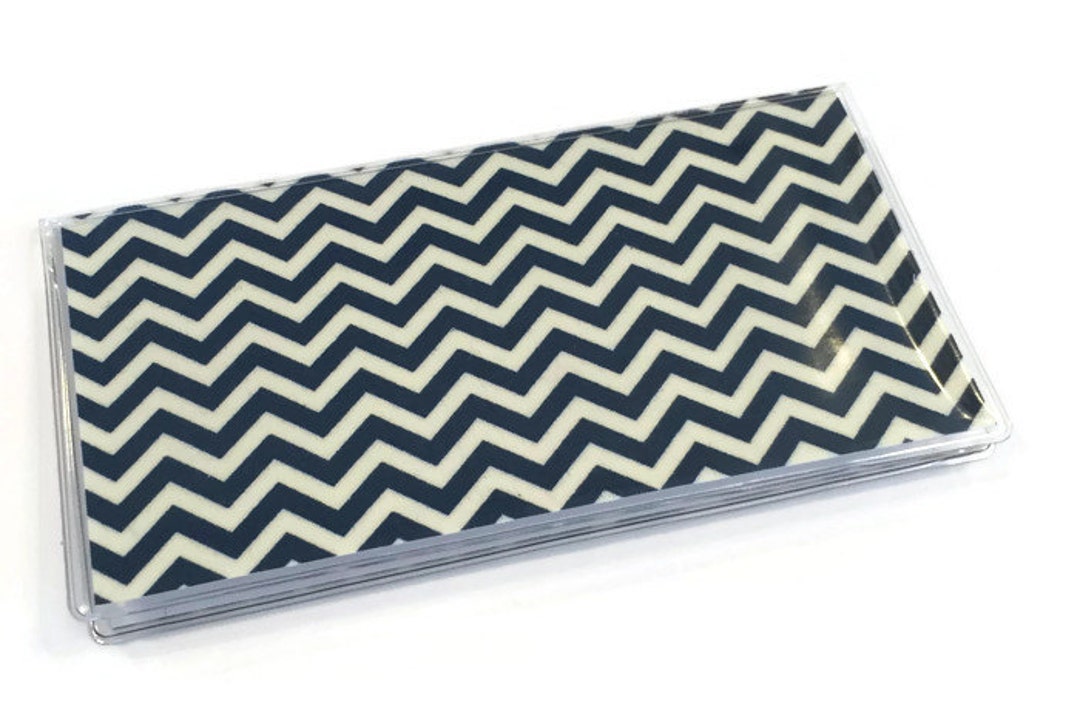 Checkbook Cover Navy Chevron - Etsy