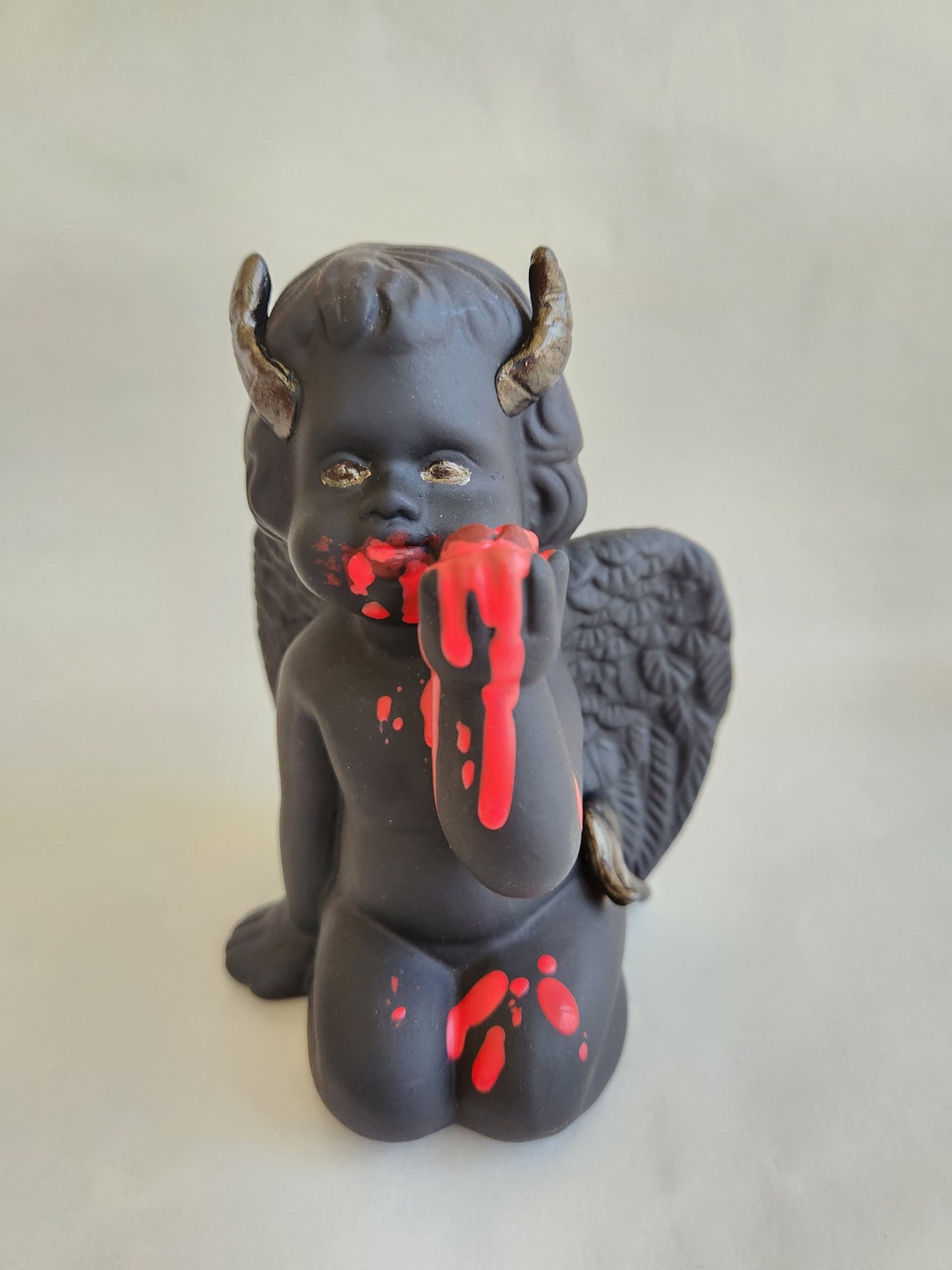 Eat Your Heart Out Demon, Devil, Cherub Ceramic, Figurine Halloween ...