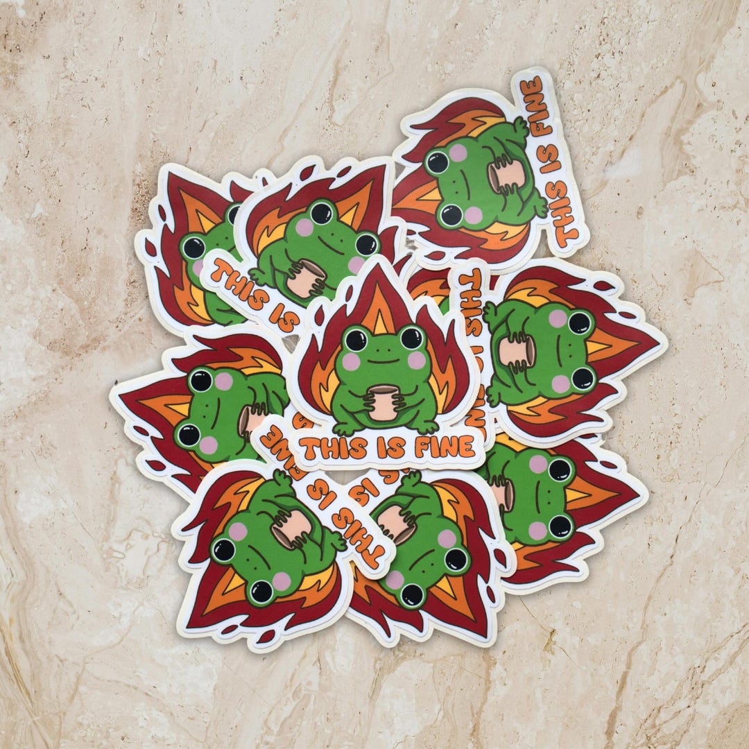 This is Fine Frog Sticker – Funny Vinyl Sticker, Holographic or Matte ...
