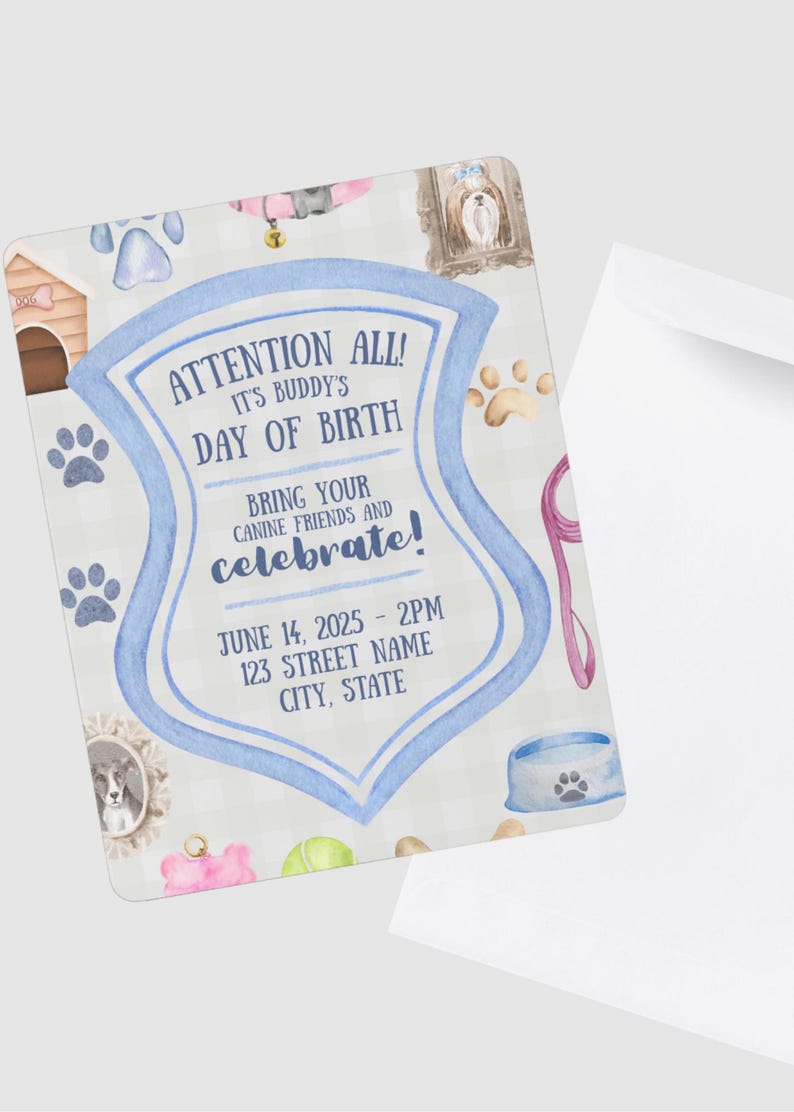 Furry Friends Birthday Card - Invitation Template - Etsy