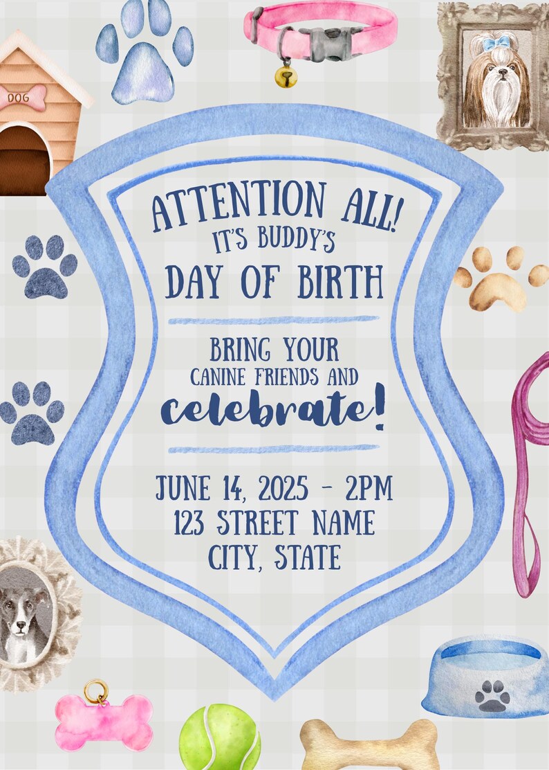 Furry Friends Birthday Card - Invitation Template - Etsy