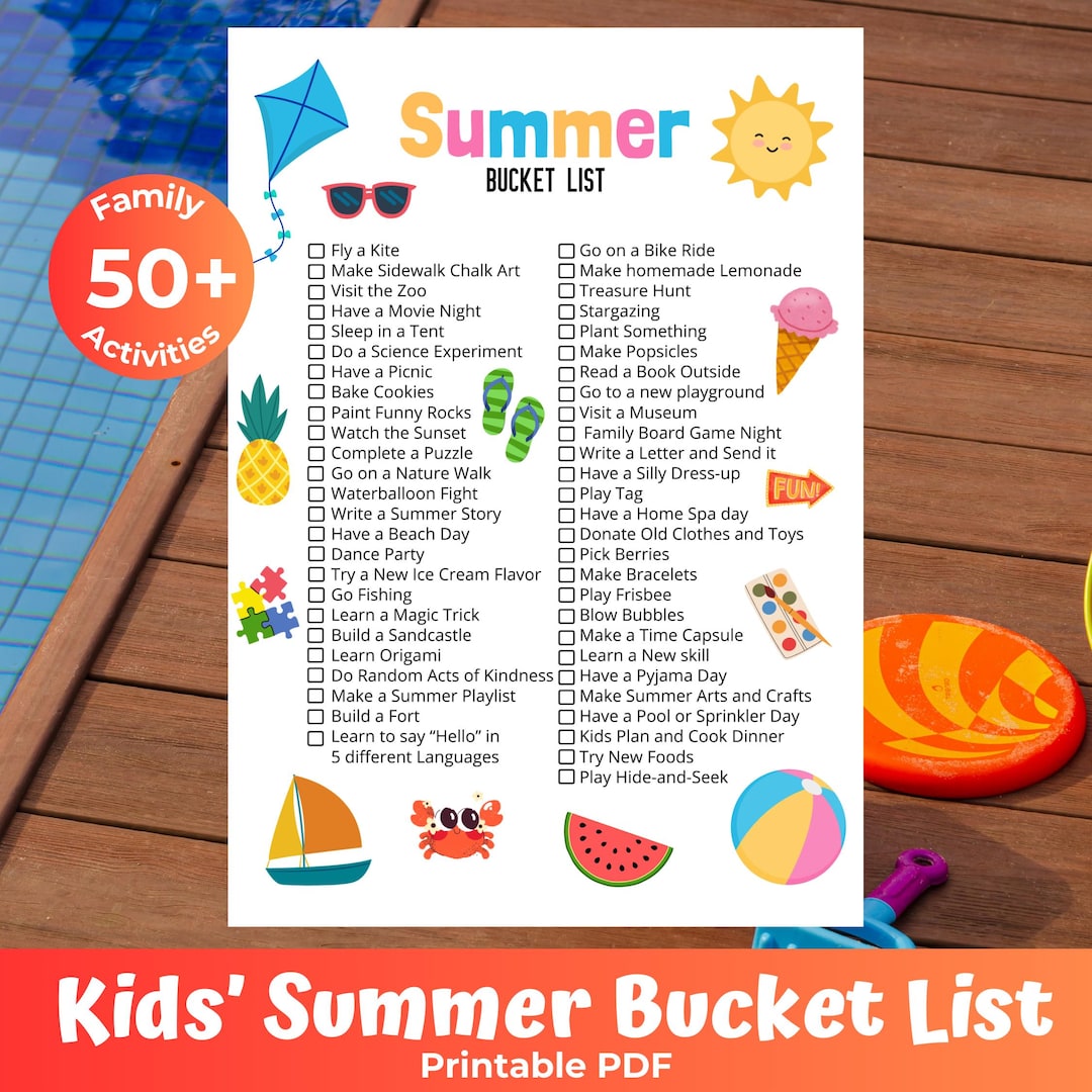 Printable Kids' Fun Summer Activities List With 50+ Fun and Screen-free ...