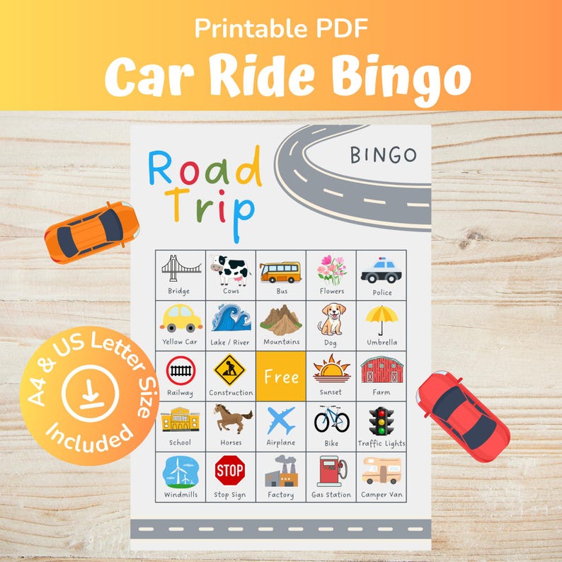 Kids Road Trip Bingo: Printable Car Ride Activity (PDF Download) - Etsy