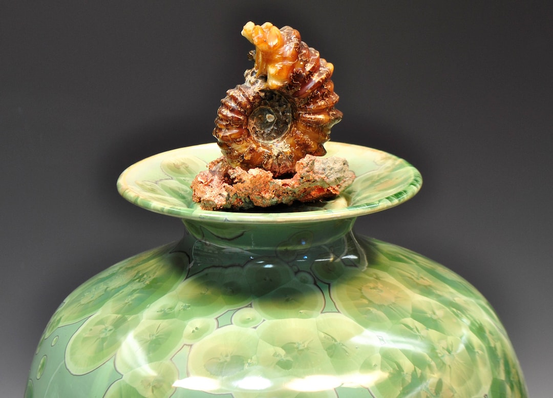 Crystalline Glazed Pottery Jar With Ammonite and Copper - Etsy