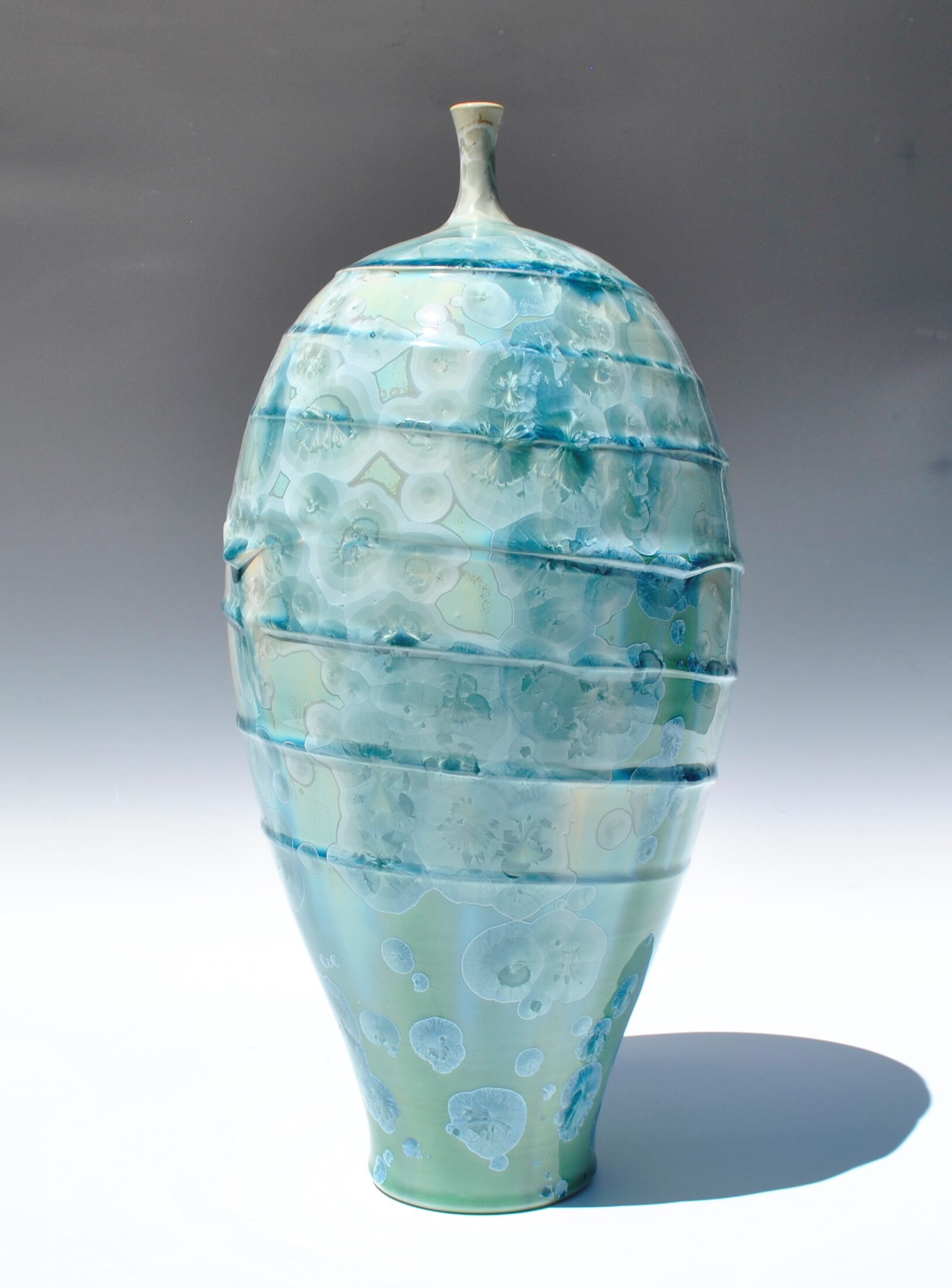 Tall Light Green Crystalline Glazed Pottery Bottle - Etsy