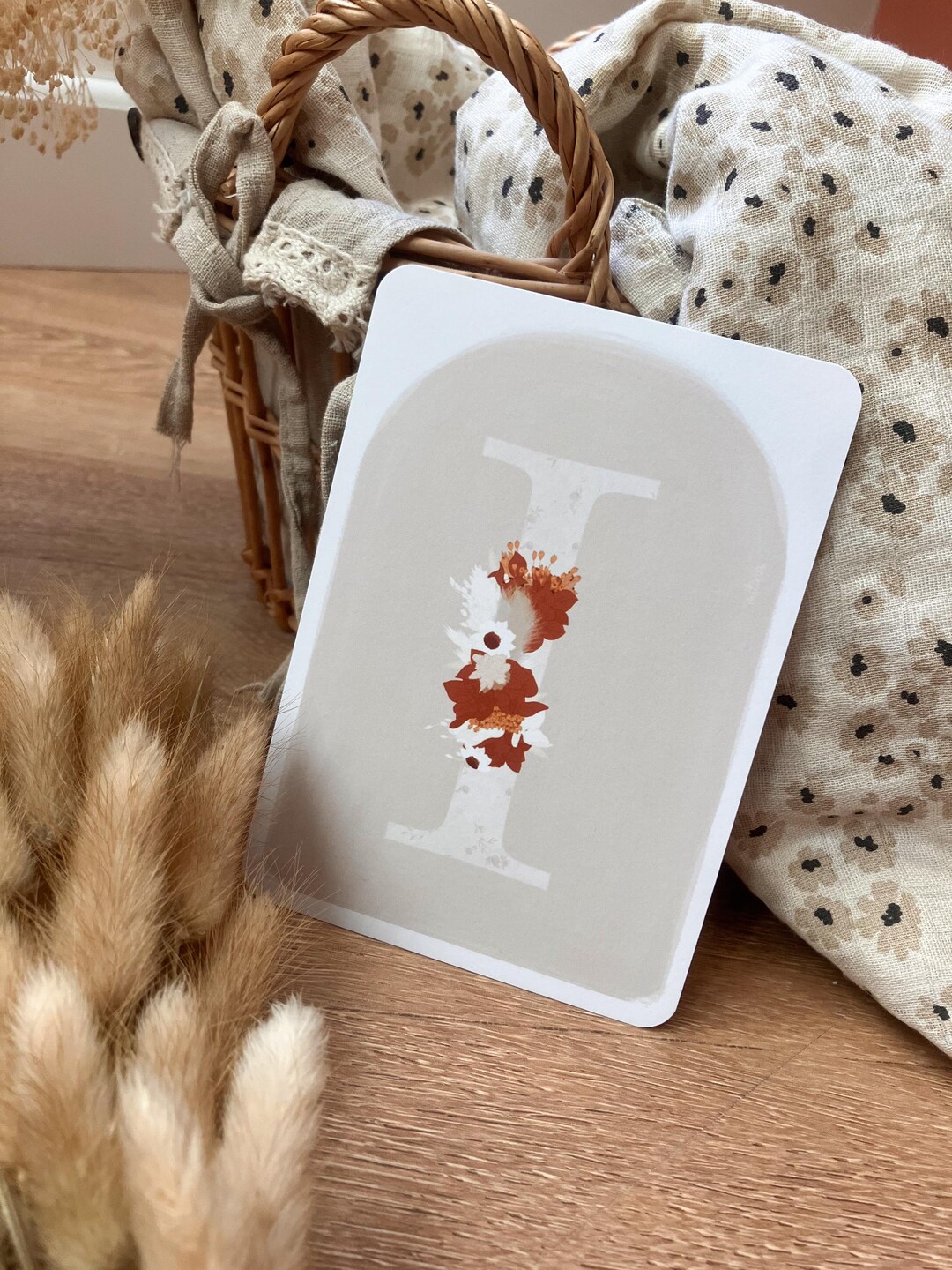 Carte Monogramme Fleuri Romy Personnalisable [ Une Jolie Idée Cadeau Ou ...