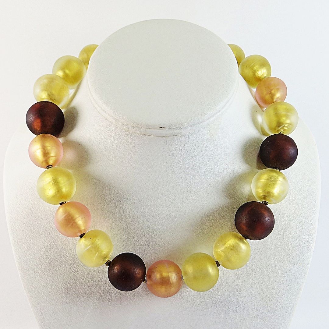 Signed Butler & Wilson Necklace, Vintage 1980s Gold Foiled Venetian ...