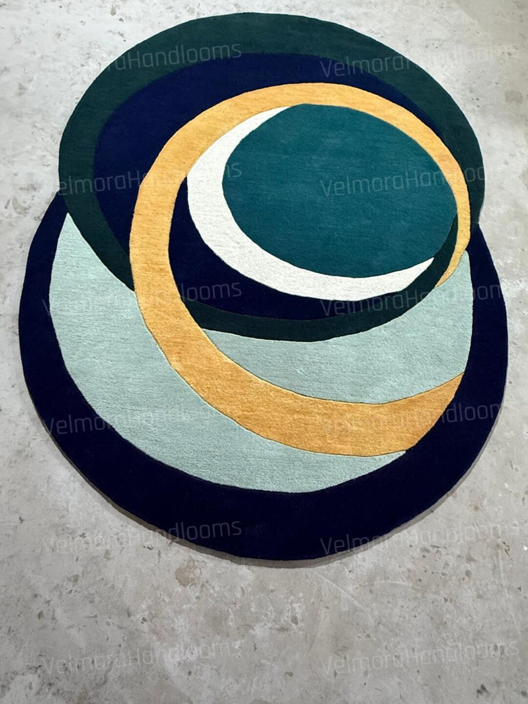 Hand Tufted Wool Round Rug, Modern Abstract Geometric Carpet - Etsy