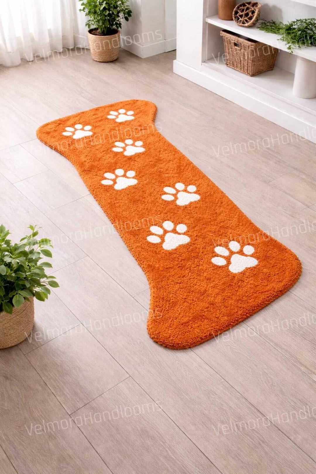 Paw Print Runner Rug | Handmade Plush Wool Blend, Pet-friendly Decor - Etsy