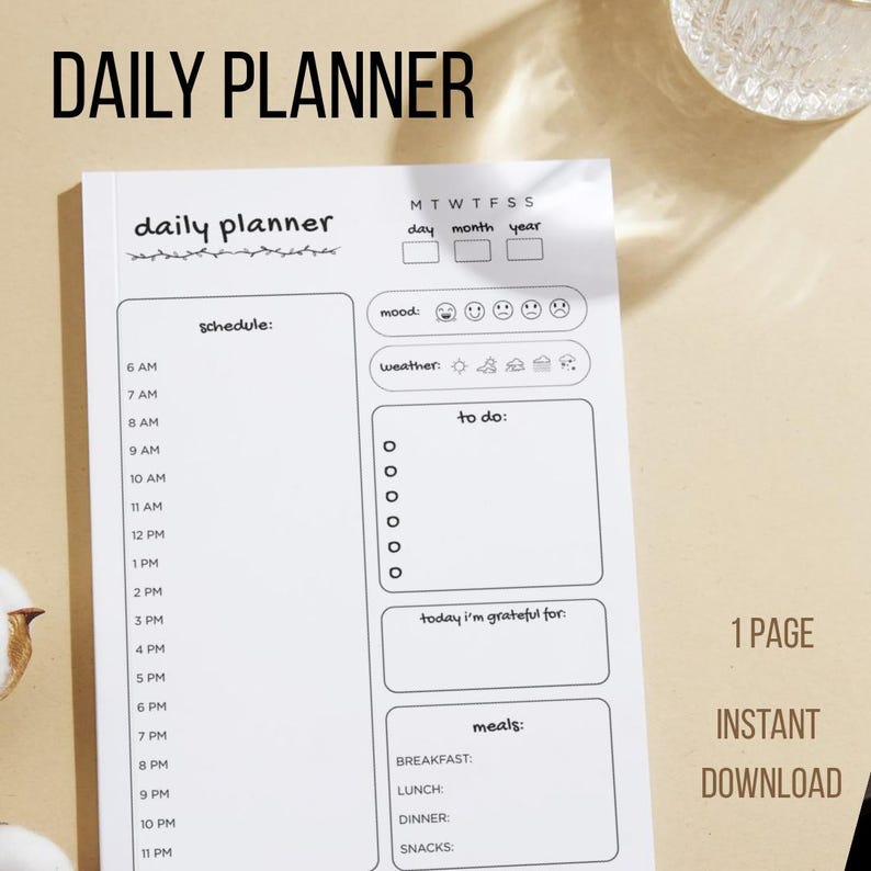 Perfect Printable Daily Planner | Schedule, To-do List, Mood Tracker ...
